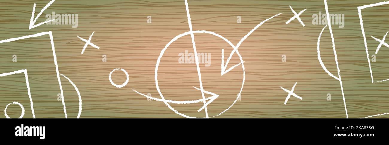 Panoramic blackboard background with drawn official football markings ...