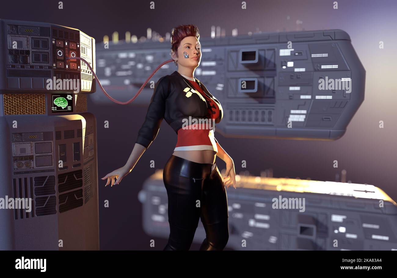 Young woman connected to a machine Stock Photo - Alamy