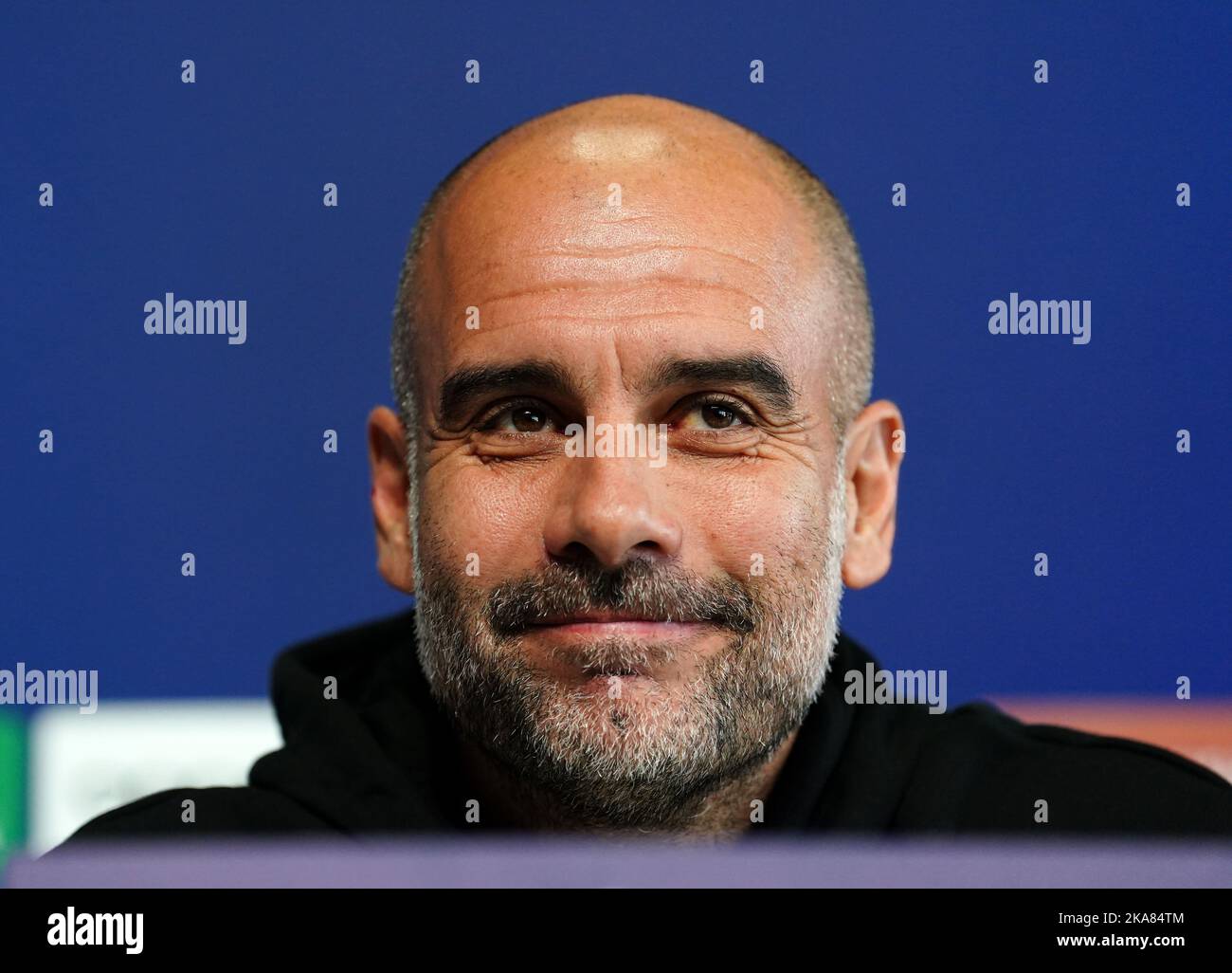 Manchester City manager Pep Guardiola during a press conference at the ...