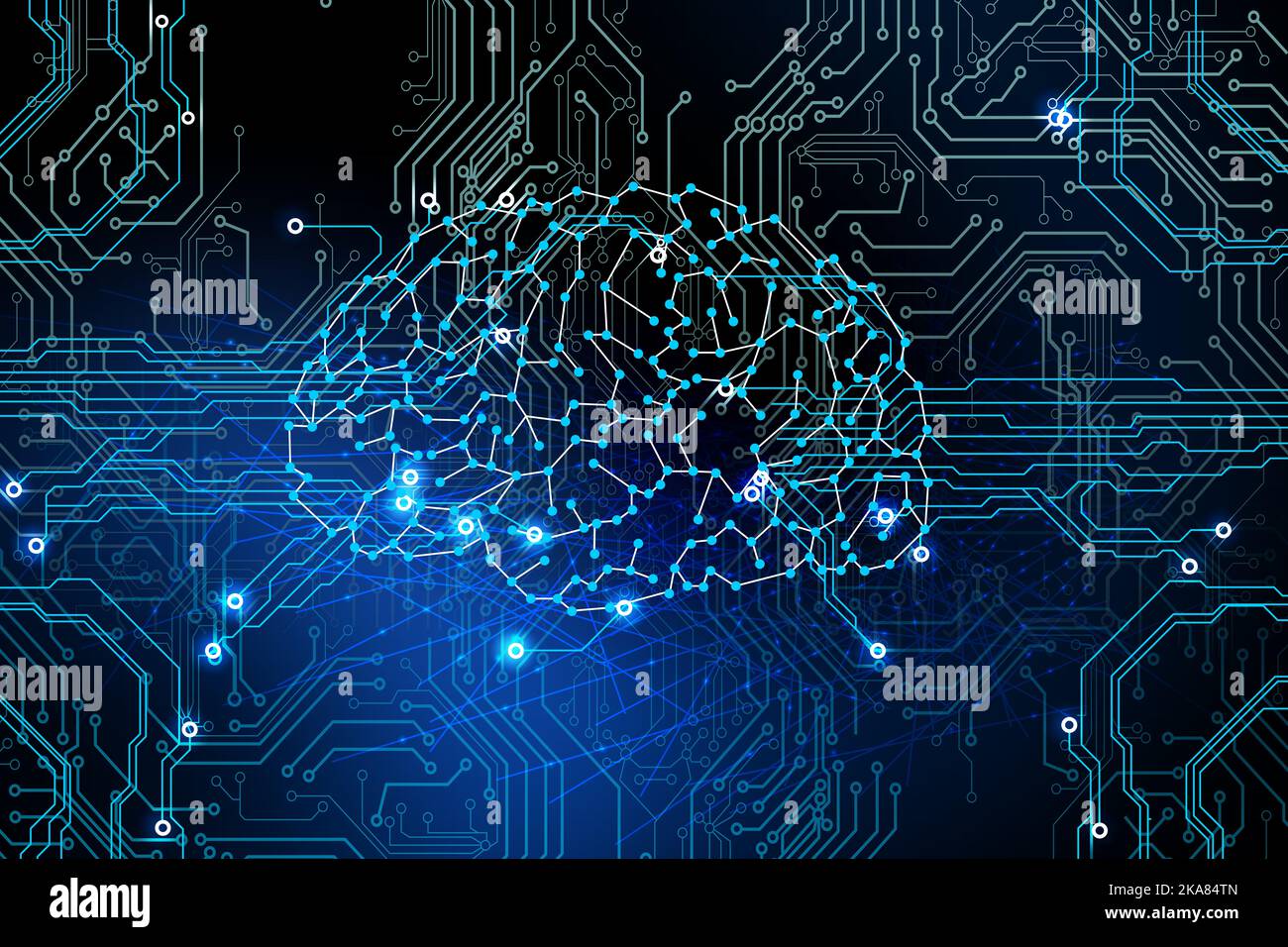 Abstract brain technology background Hi-tech communication concept ...