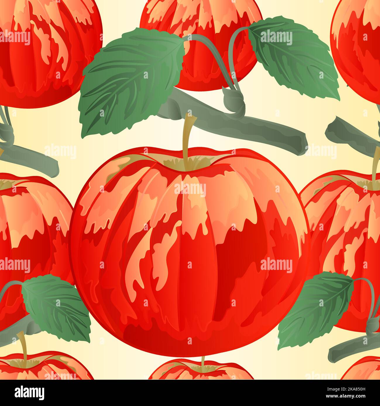 Seamless texture red apple with green leaves branch healthy food ...