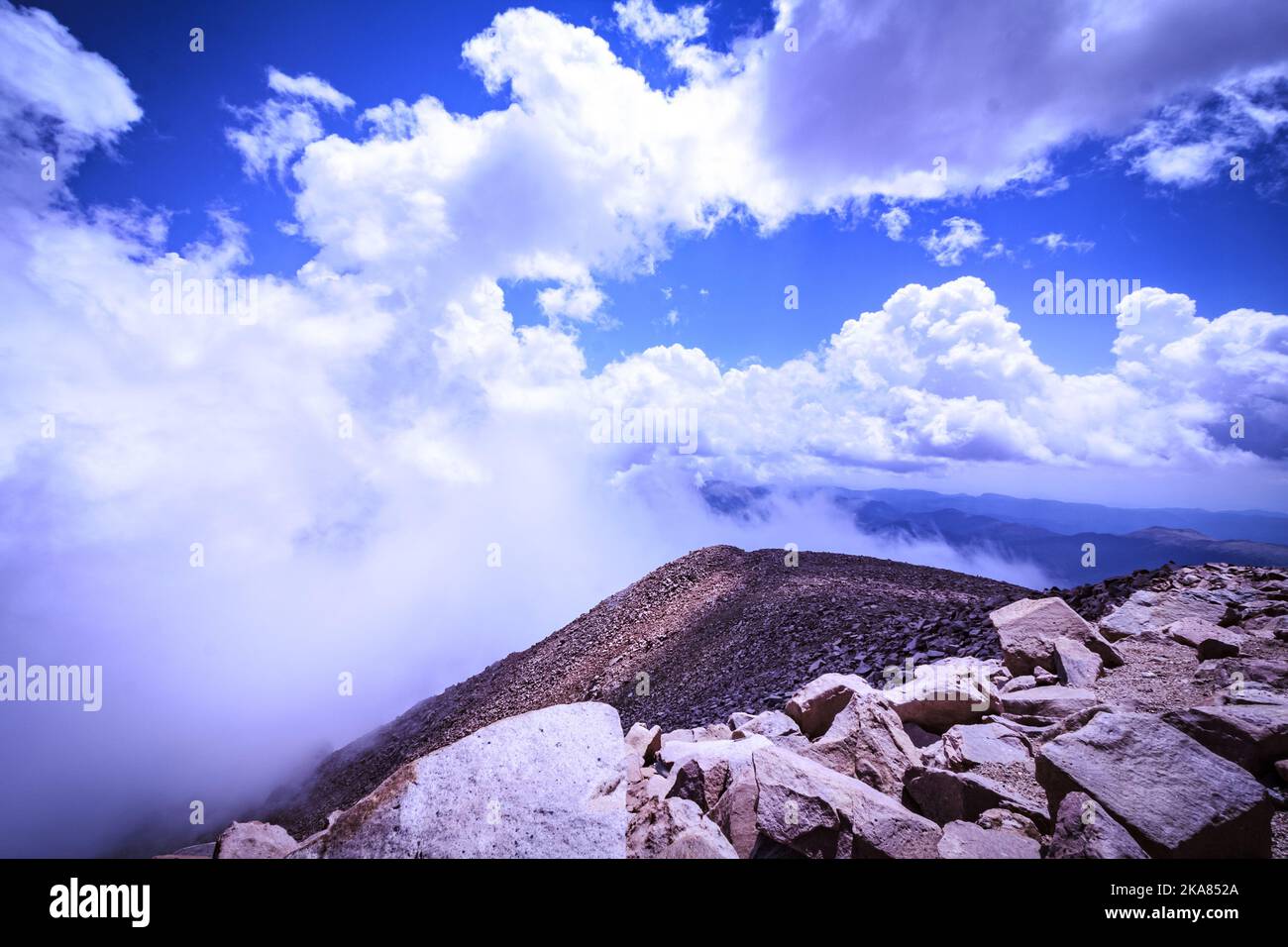 A beautiful shot of rocky ground in the misty weather under a cloudy ...