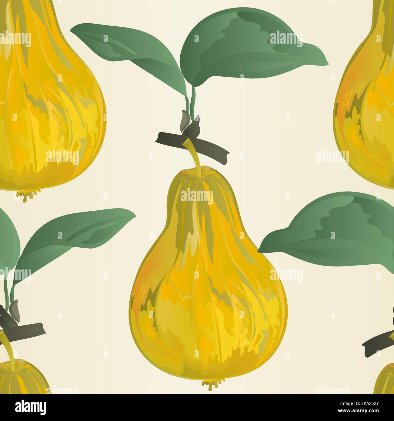 Seamless texture pear yellow-green and sheet branch healthy food ...