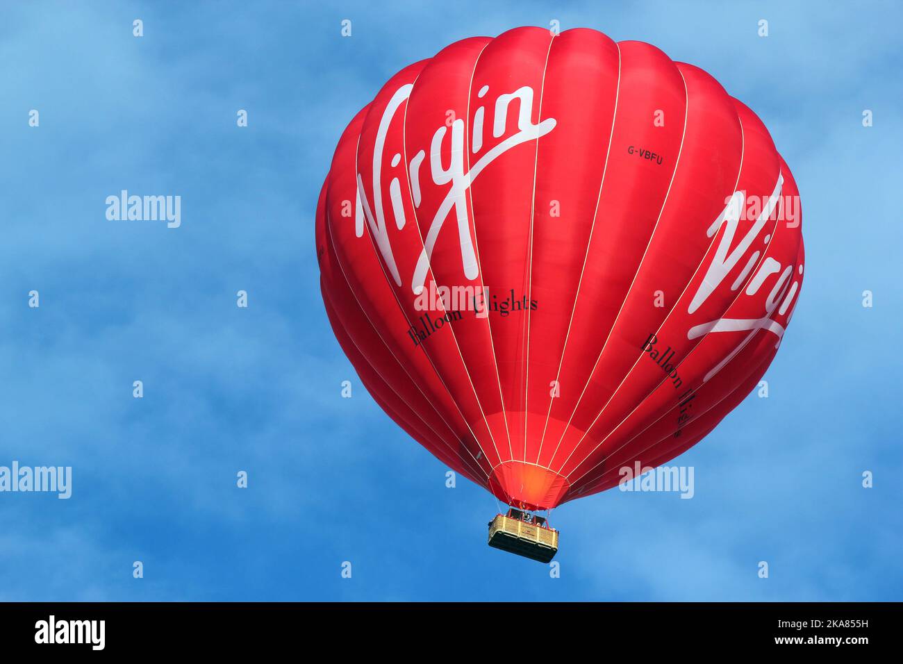 Virgin hot air balloon floating in the sky.. Virgin owned by Richard ...