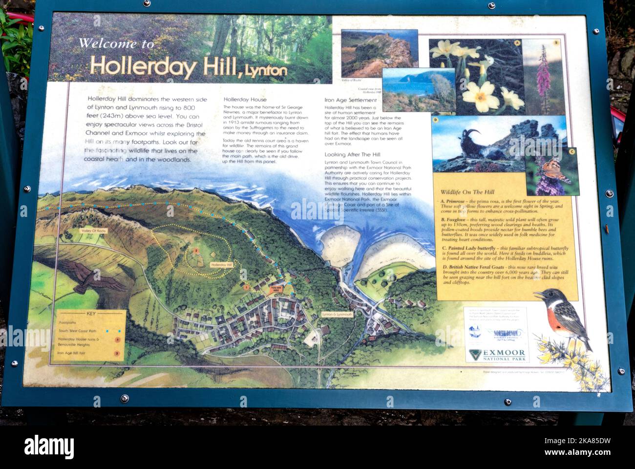 Welcome to Hollerday Hill sign at Lynton, North Devon, Devon, England ...