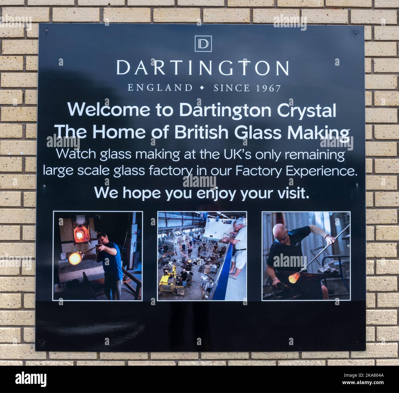 Dartington Crystal Factory, Great Torridge, Devon, UK - welcome sign ...
