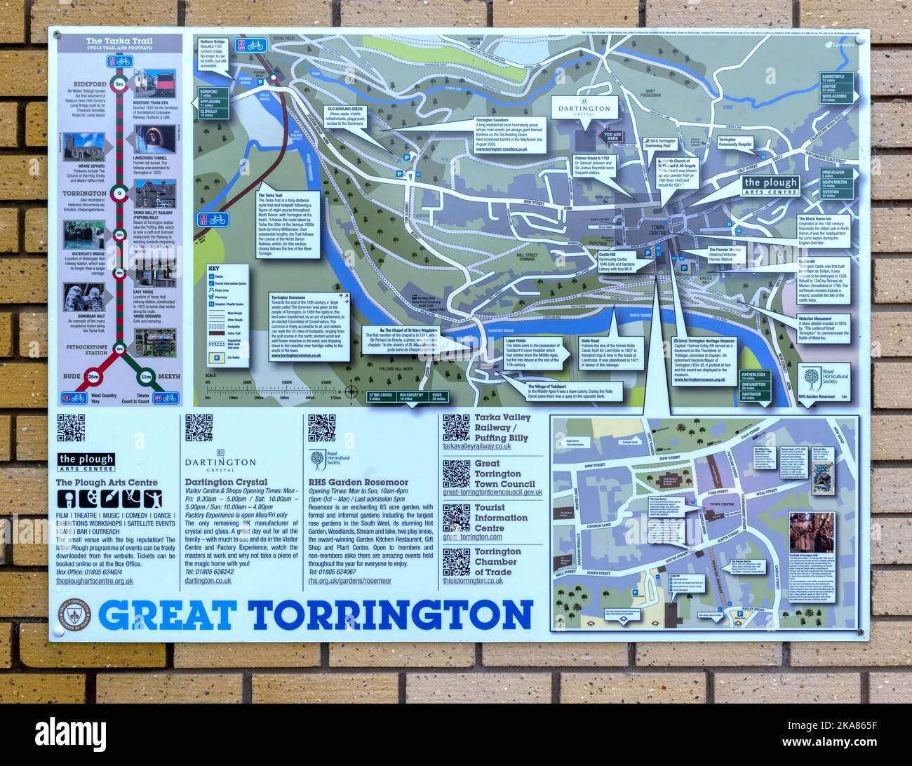 Tourist information board and map for Great Torrington, Devon, England ...