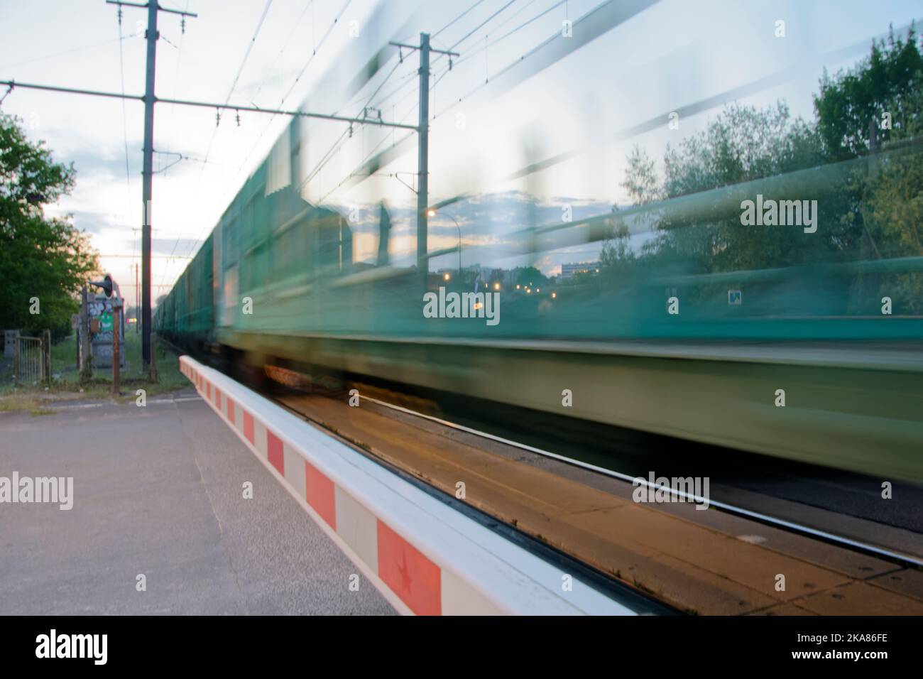 A train with long exposure during the daytime Stock Photo - Alamy