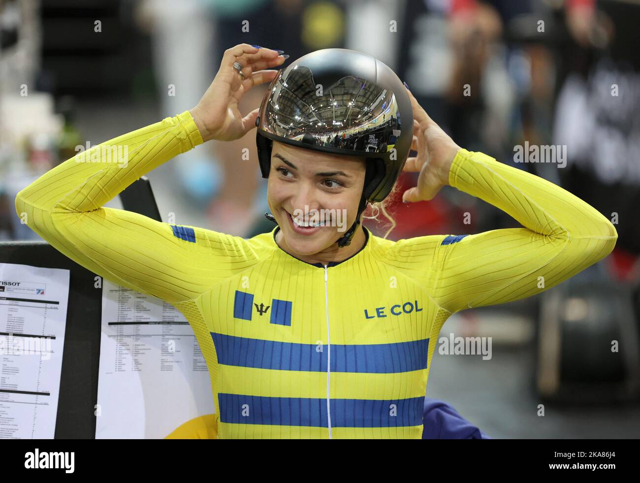 Amber Joseph from Barbados at the 2022 UCI Track Cycling World ...