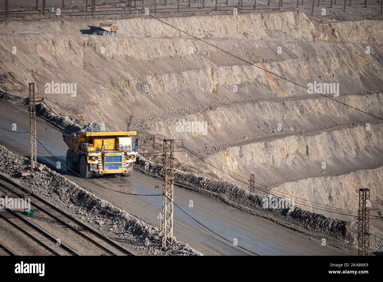 Almalyk, Uzbekistan. 01st Nov, 2022. A dump truck drives at the Almalyk ...