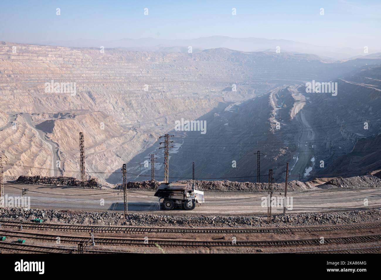 Almalyk, Uzbekistan. 01st Nov, 2022. A dump truck drives at the Almalyk ...