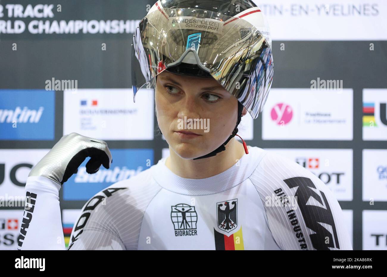 Lea Sophie Friedrich from Germany at the 2022 UCI Track Cycling World Championships in Saint ...
