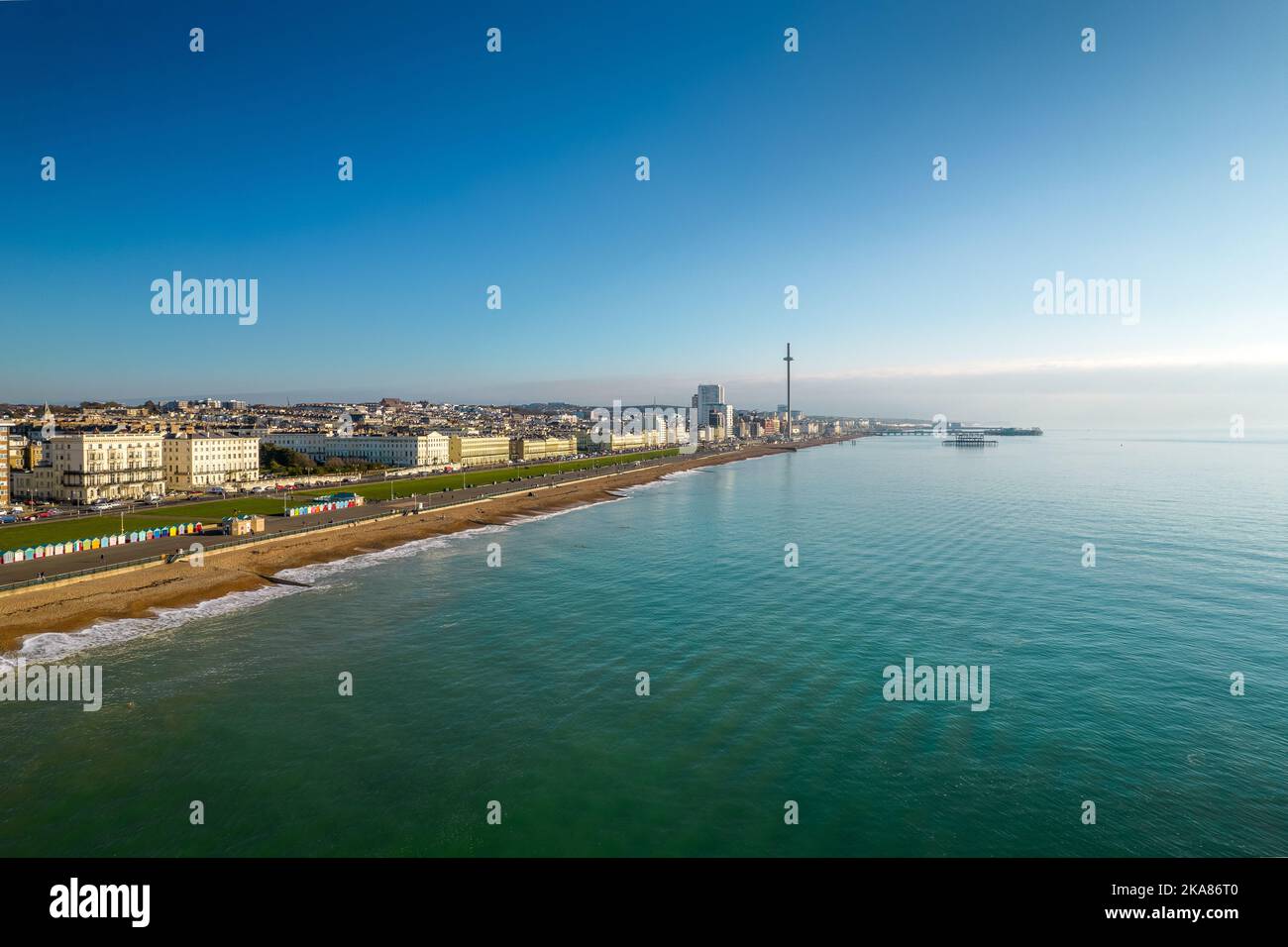 An aerial view of the seashore of Brighton, UK Stock Photo - Alamy