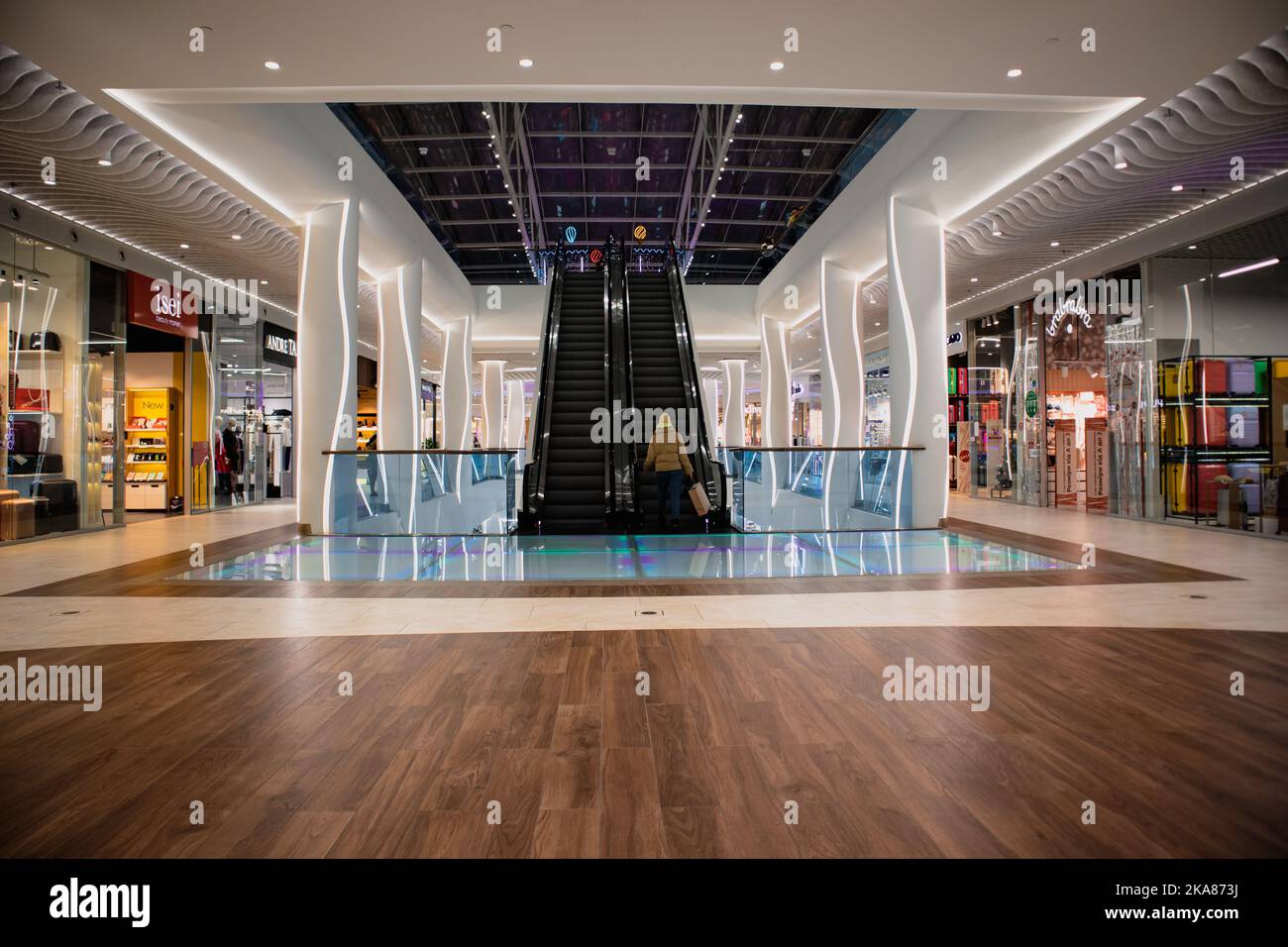 Kiev, Ukraine. May 2, 2021. Modern shopping center, outlet mall hall ...