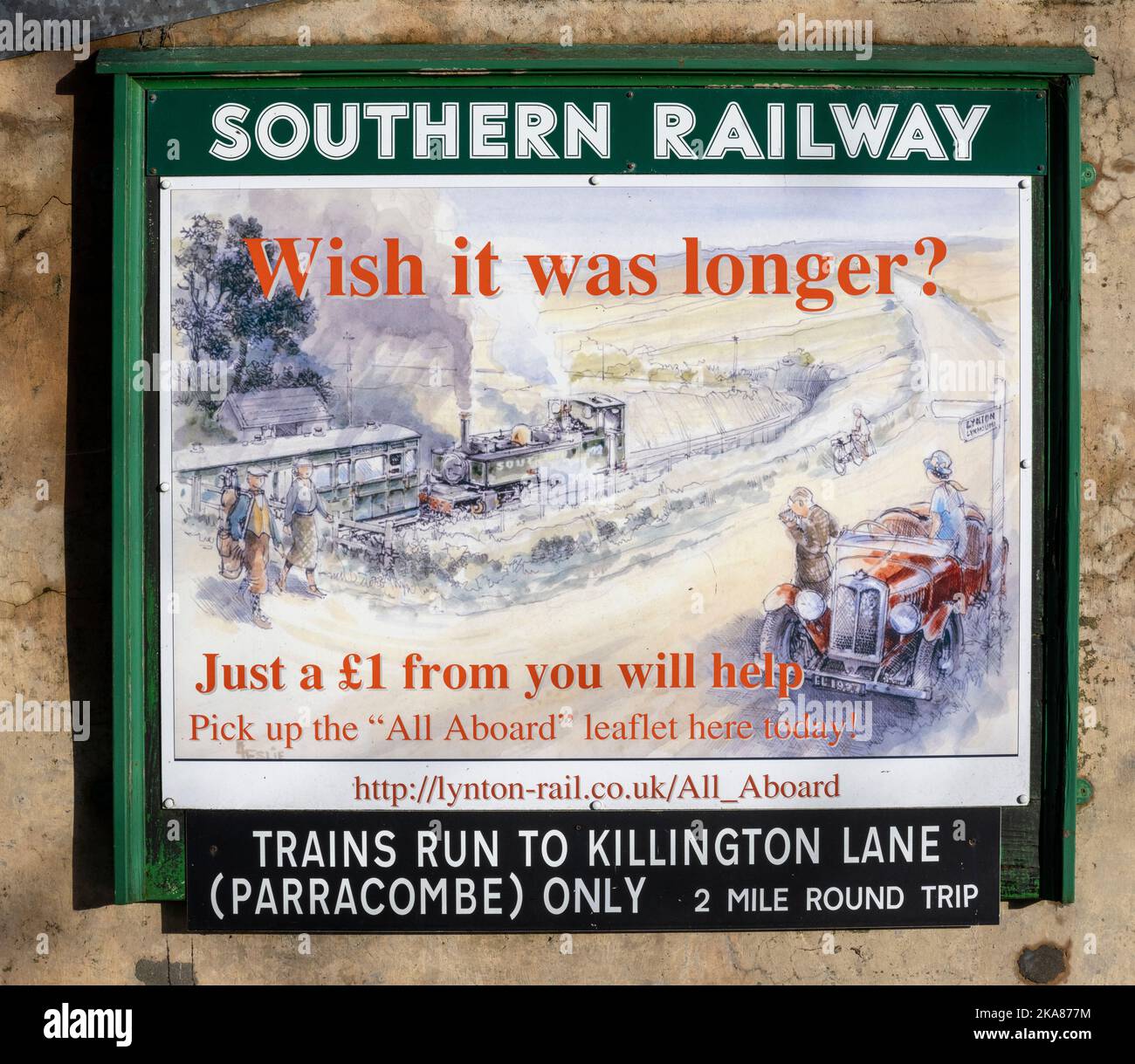 An advertisement for Southern Railway on display at Woody Bay Station ...