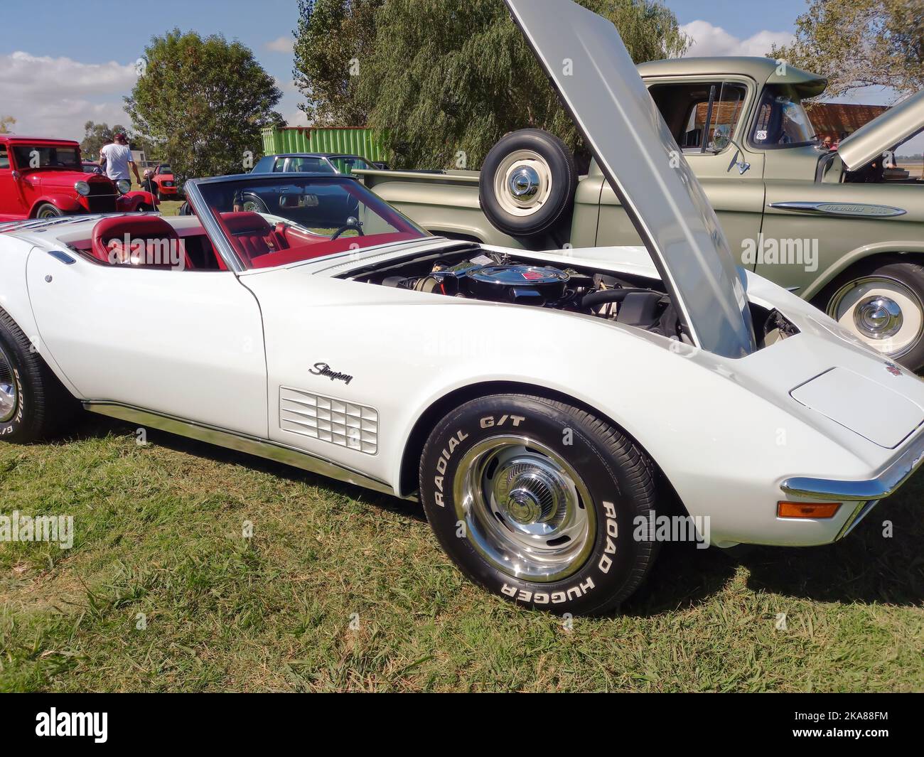 Old white sport Chevrolet Corvette C3 Stingray two door convertible ...