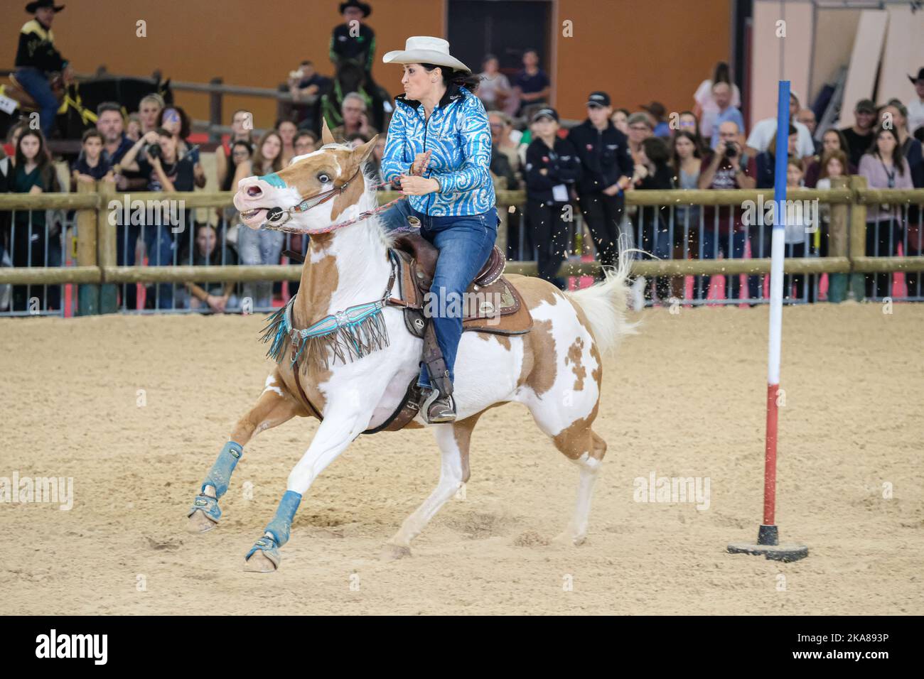 France, Lyon, 2022-10-28. Horse slalom competition during the Equita ...