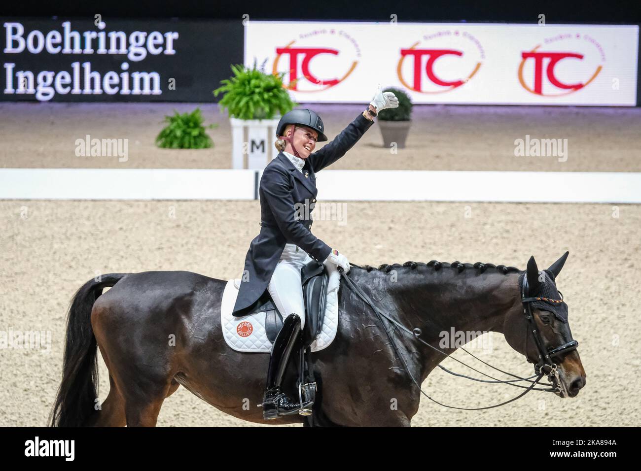 France, Lyon, 2022-10-28. German rider Jessica Von Bredow Werndl on her ...