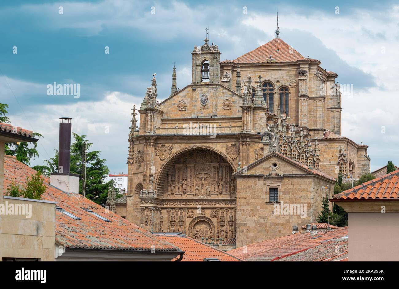 The exterior of Convento de San Esteban. An example of the Plateresque ...