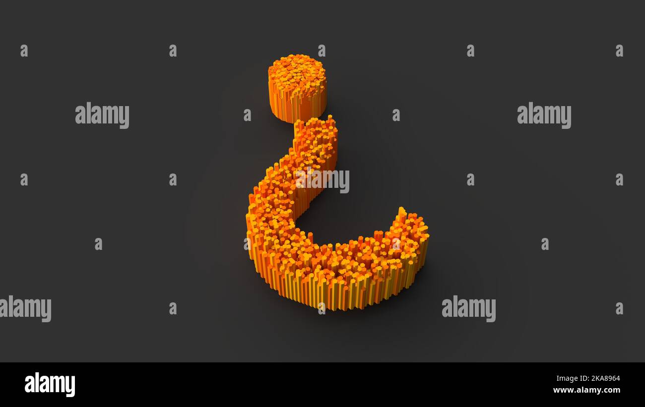 An illustration of a orange and red question mark isolated over dark ...