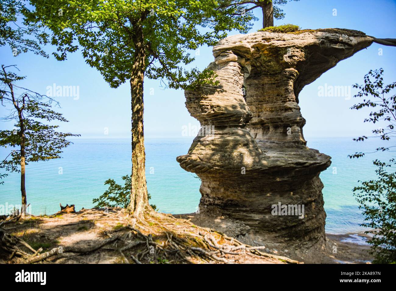 This is a rock formation at Pictured Rocks National Lakeshore Stock ...