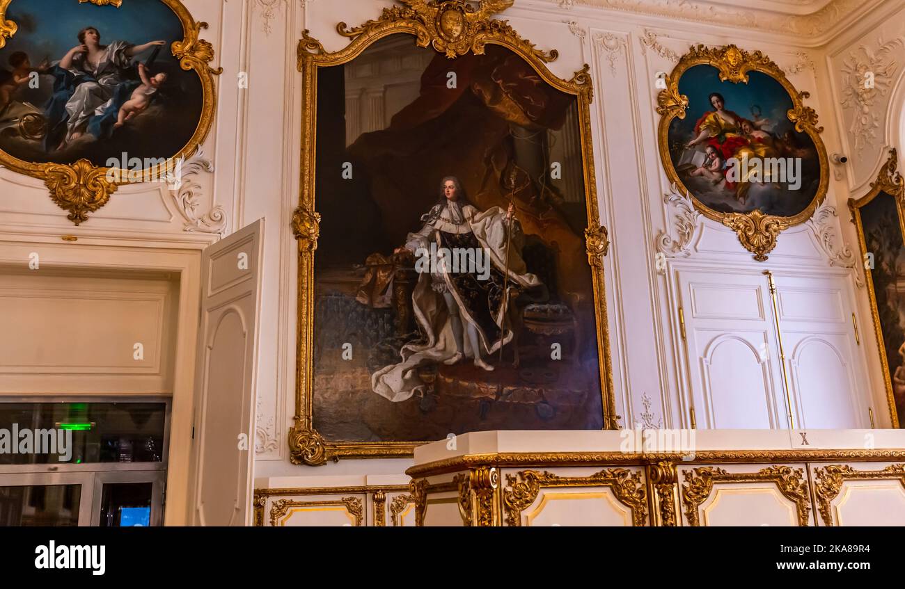 PARIS, FRANCE, OCTOBER 20, 2022 : decors of National Library, Richelieu ...