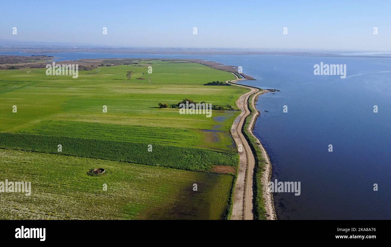 Aerial View of Ameirinhos, rural landscape near the Aveiro Lagoon at ...