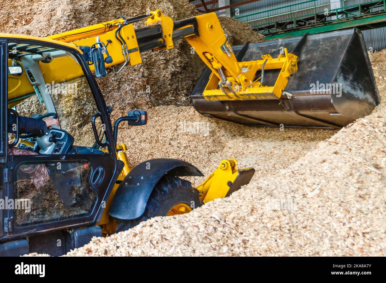 Log loader in detail. Lumber industry Stock Photo - Alamy