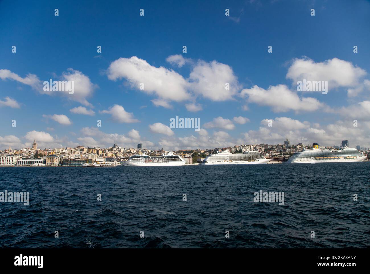 Istanbul,Turkey - 8-28-2022:Cruise ships in the bosphorus, historical ...