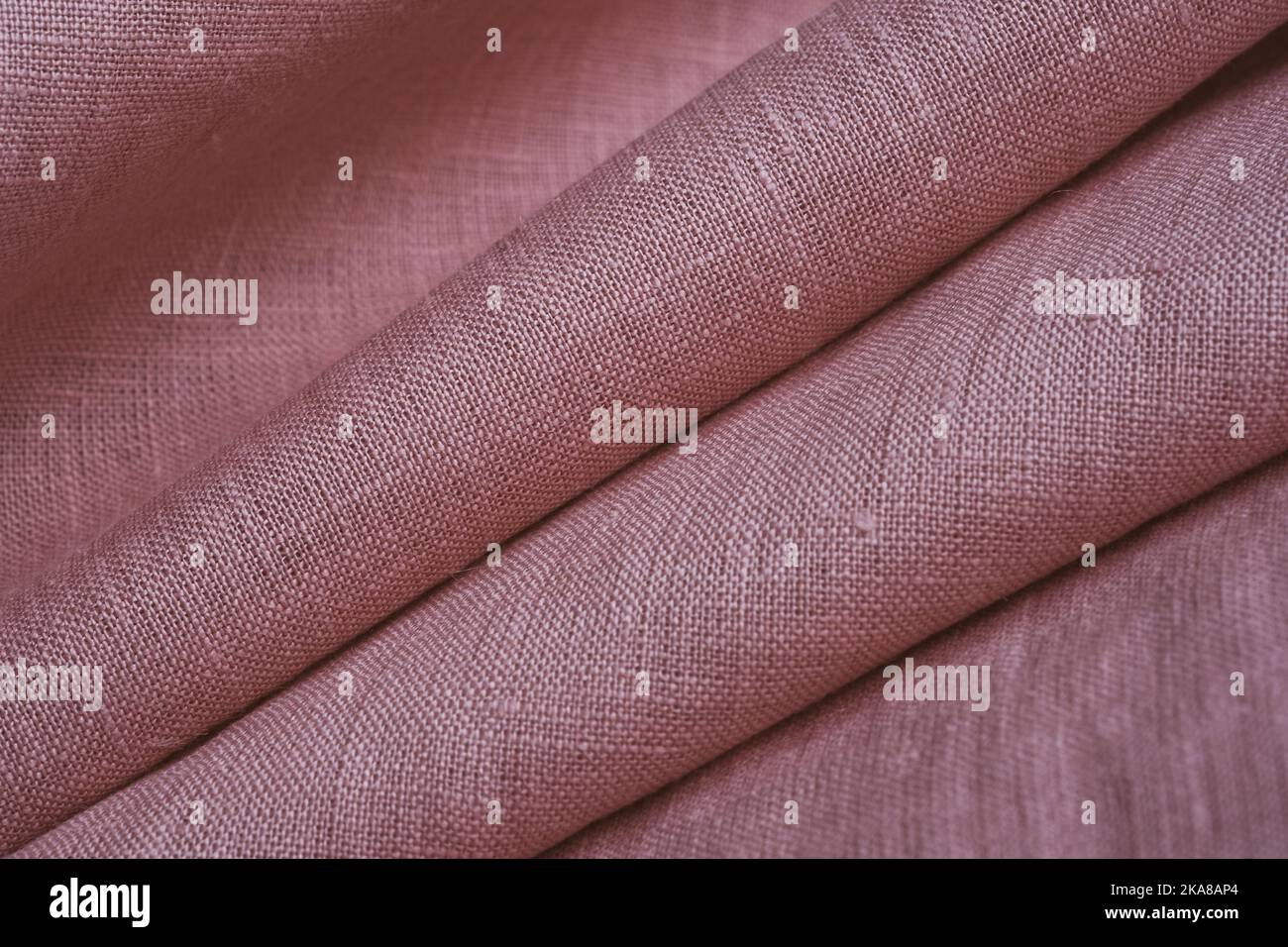 Wrinkled linen cloth folded napkins. Natural linen fabric texture ...
