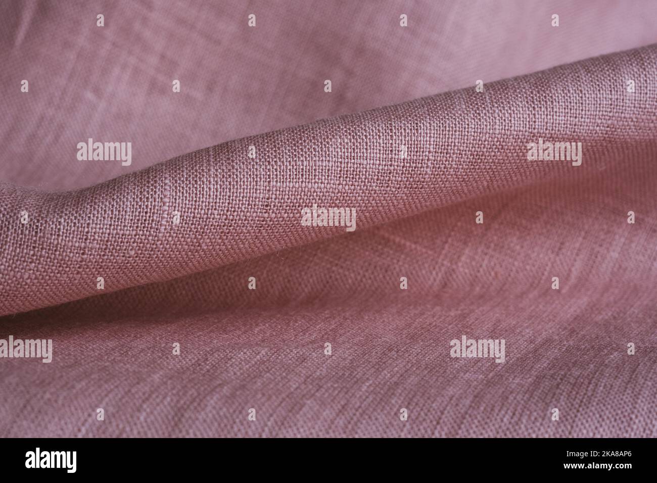 Wrinkled linen cloth folded napkins. Natural linen fabric texture ...