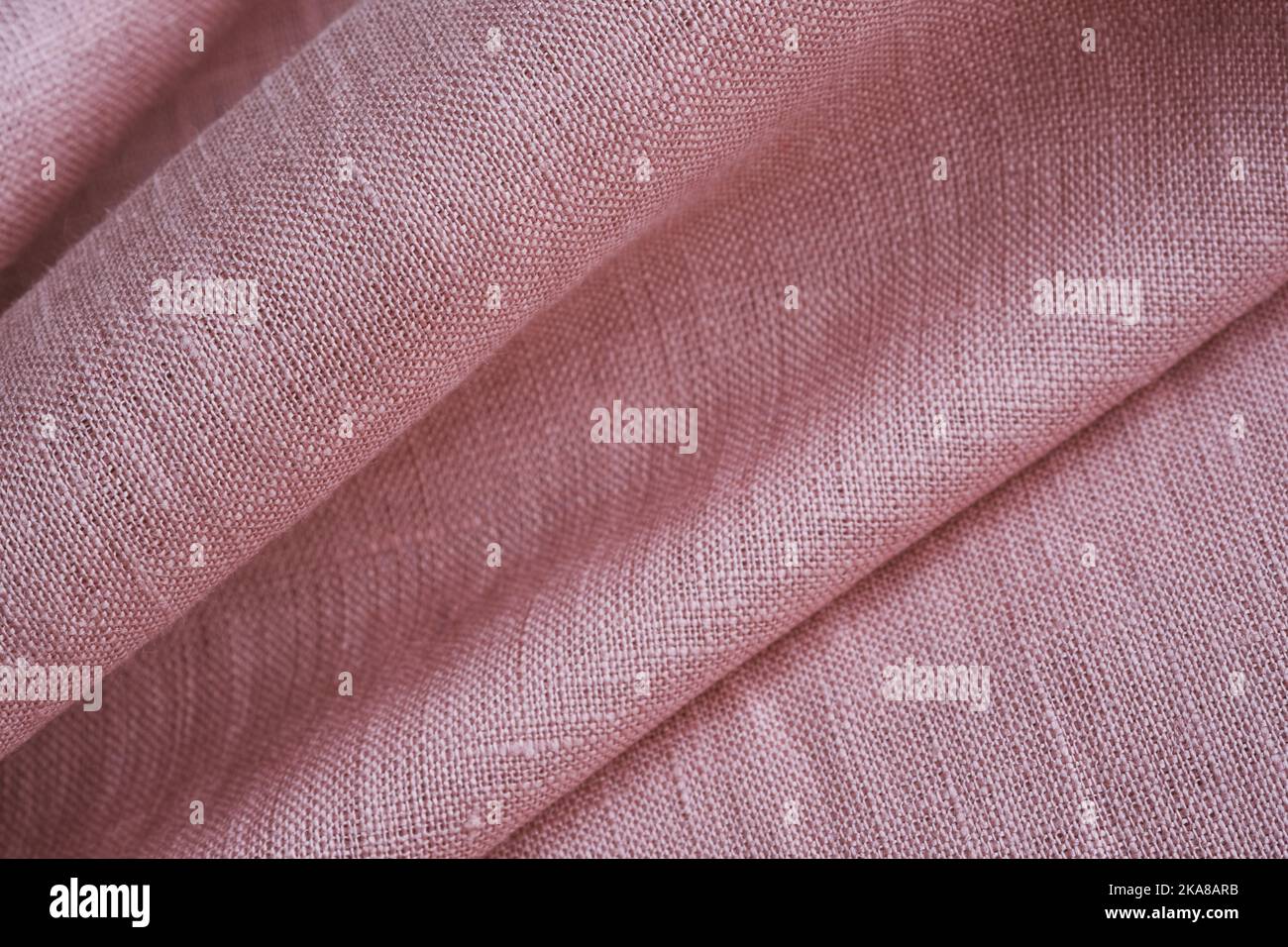 Wrinkled linen cloth folded napkins. Natural linen fabric texture ...