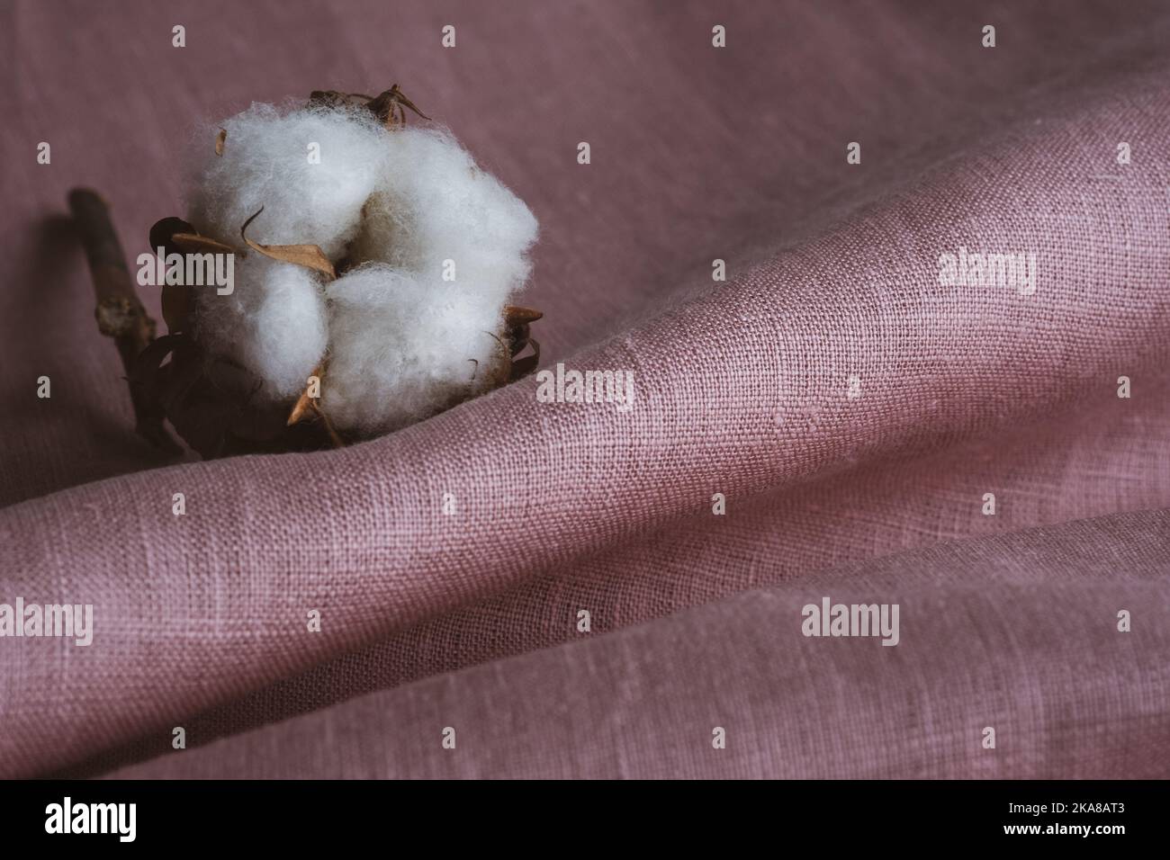 Wrinkled linen cloth folded napkins. Natural linen fabric texture ...