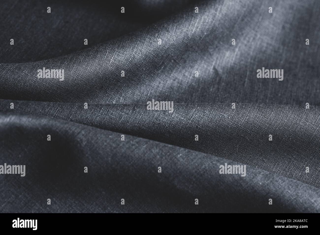 Wrinkled linen cloth folded napkins. Natural linen fabric texture ...