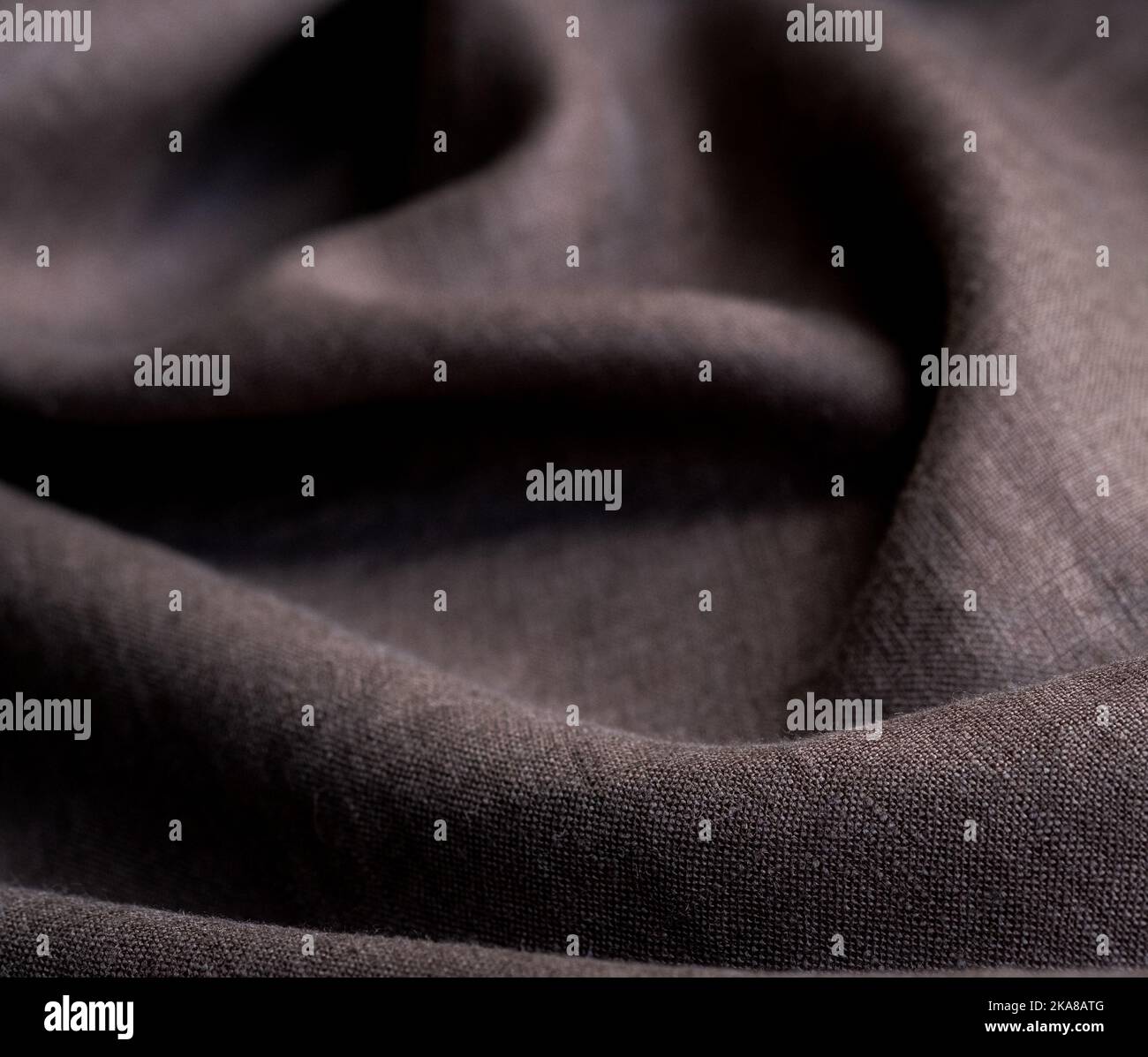 Wrinkled linen cloth folded napkins. Natural linen fabric texture ...