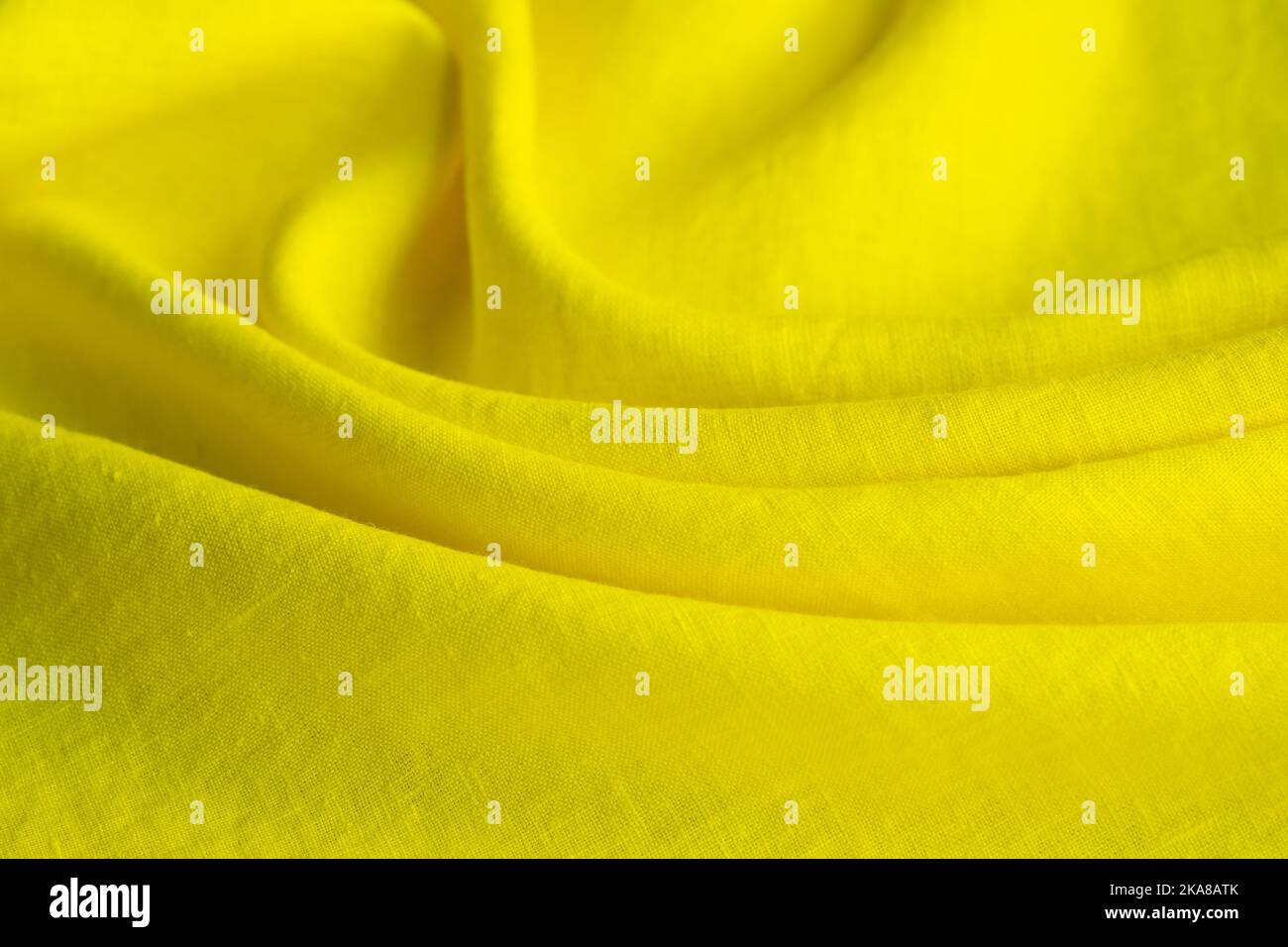 Wrinkled linen cloth folded napkins. Natural linen fabric texture ...