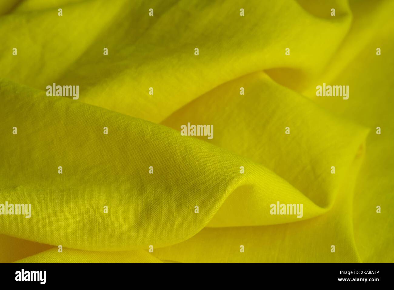 Wrinkled linen cloth folded napkins. Natural linen fabric texture ...