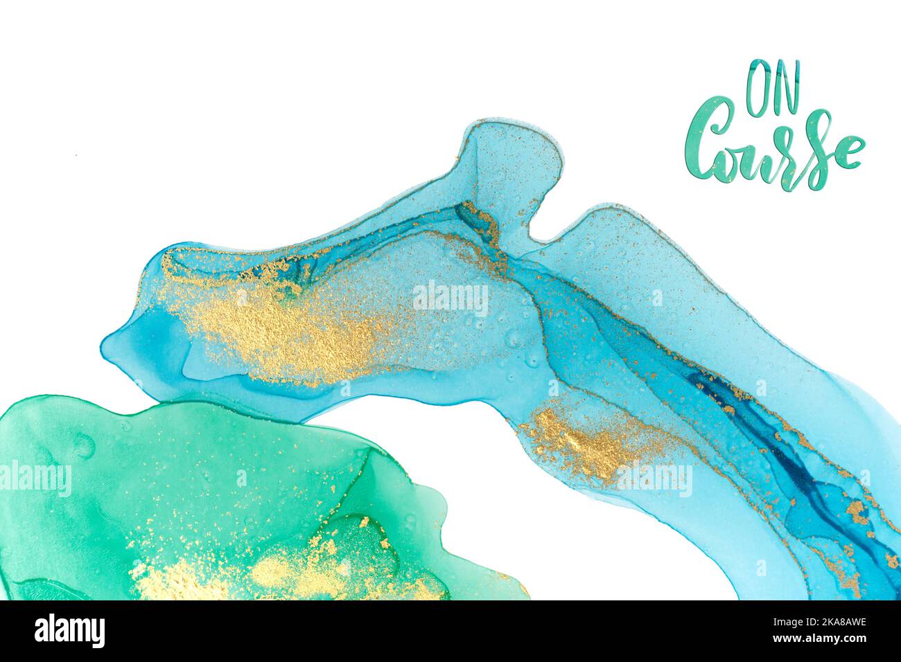 Blue Ink Flow Isolated on White Background. Artwork Template for ...