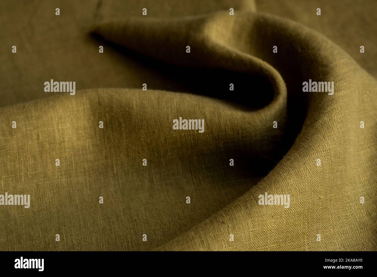 Wrinkled linen cloth folded napkins. Natural linen fabric texture ...