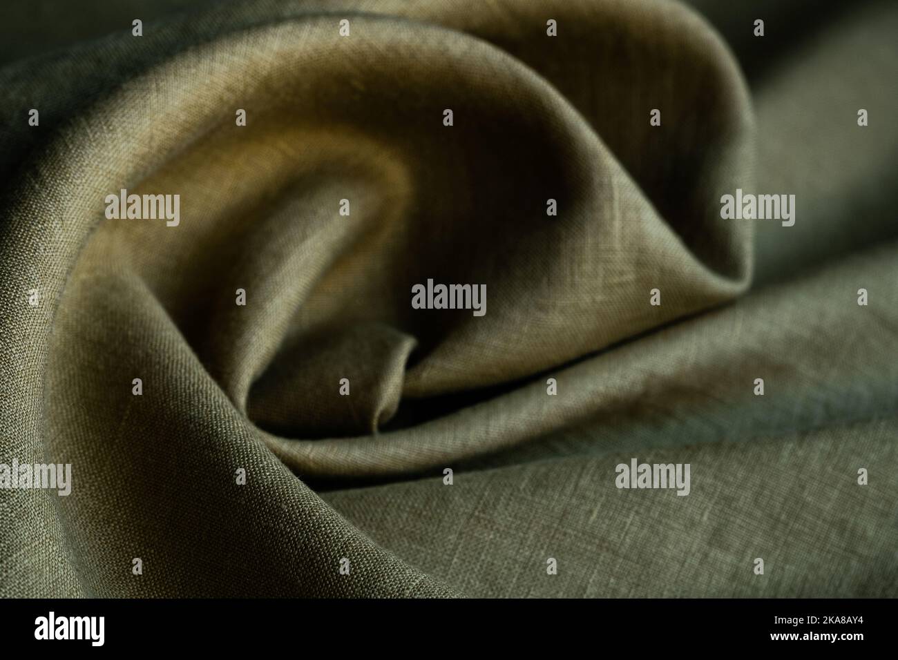 Wrinkled linen cloth folded napkins. Natural linen fabric texture ...