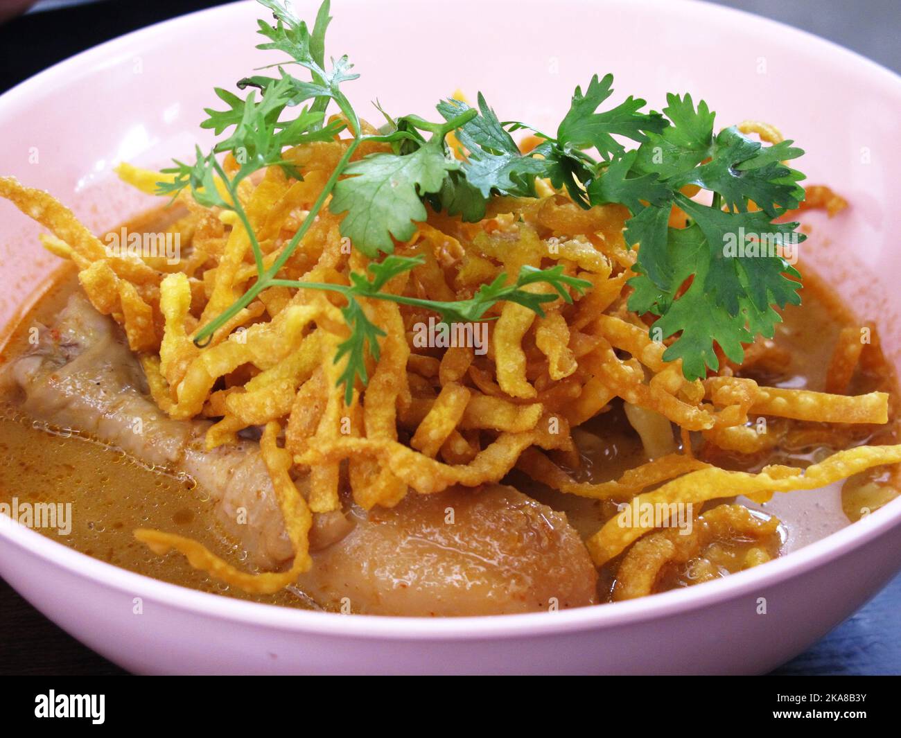 Local traditional thai food khao soi gai or cuisine northern thai curry ...