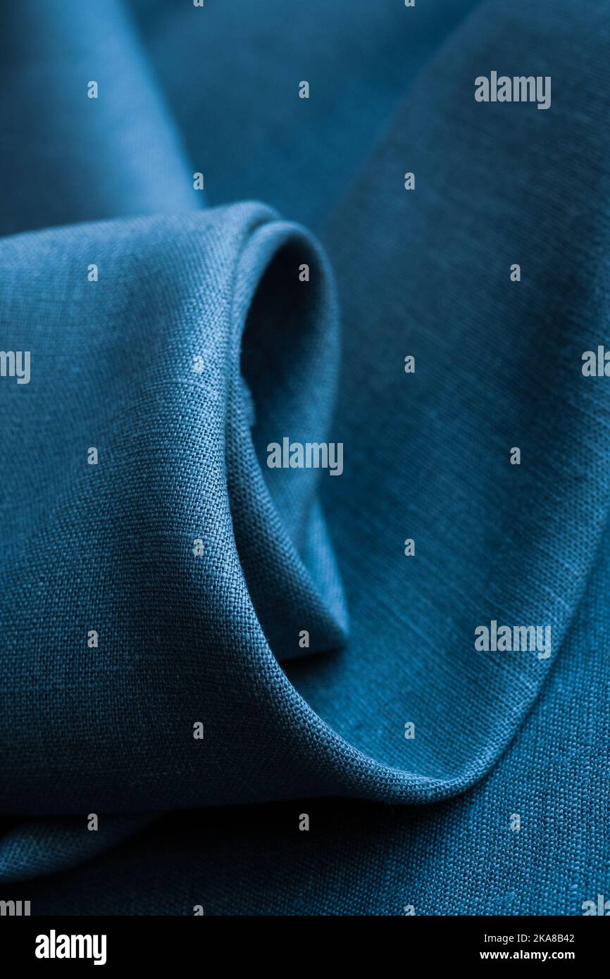 Wrinkled linen cloth folded napkins. Natural linen fabric texture ...