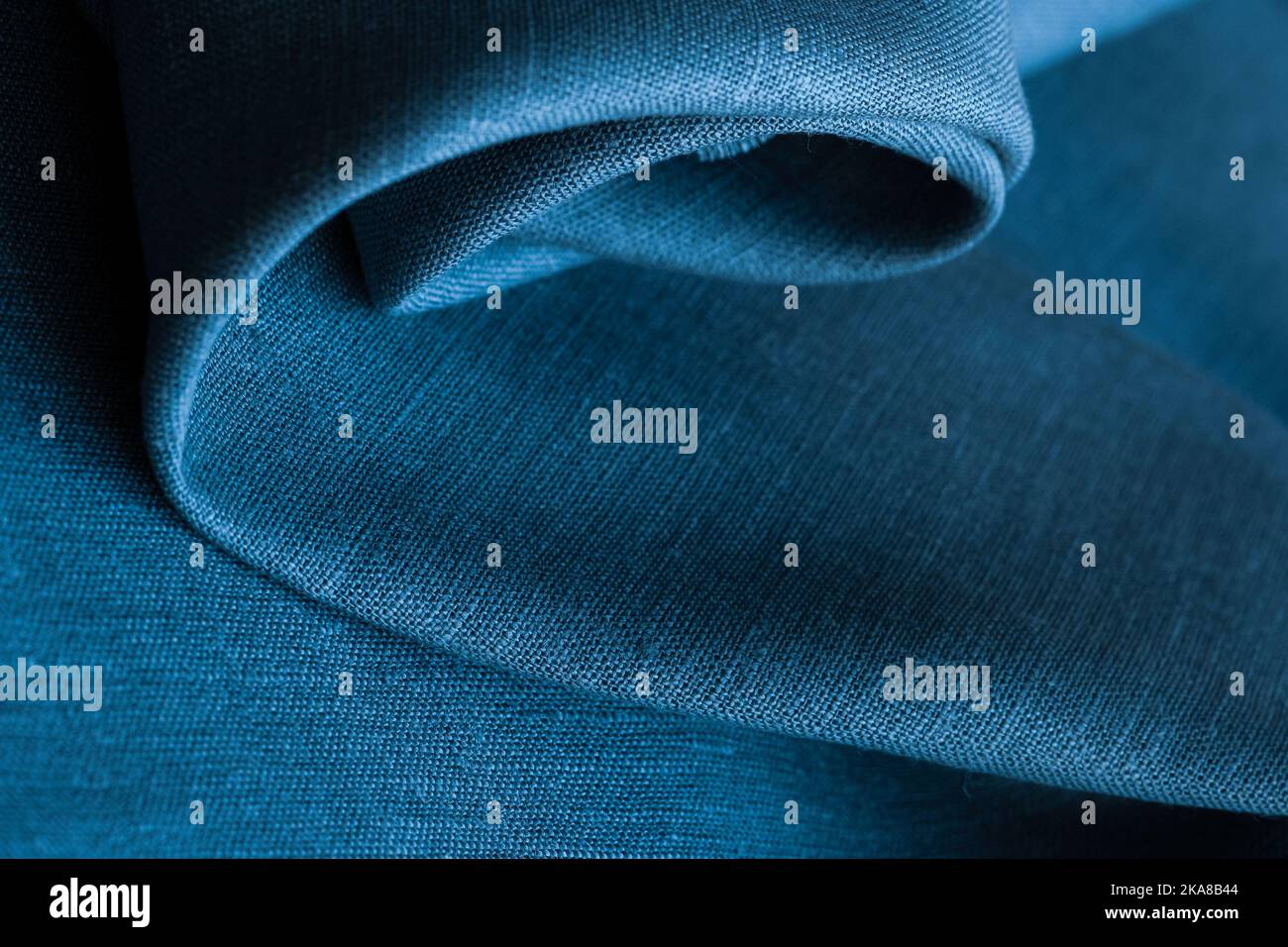 Wrinkled linen cloth folded napkins. Natural linen fabric texture ...