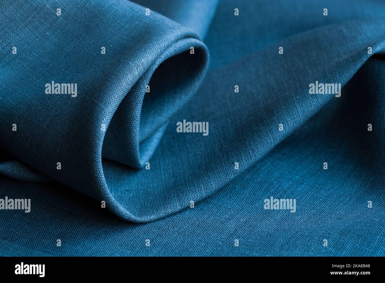 Wrinkled linen cloth folded napkins. Natural linen fabric texture ...