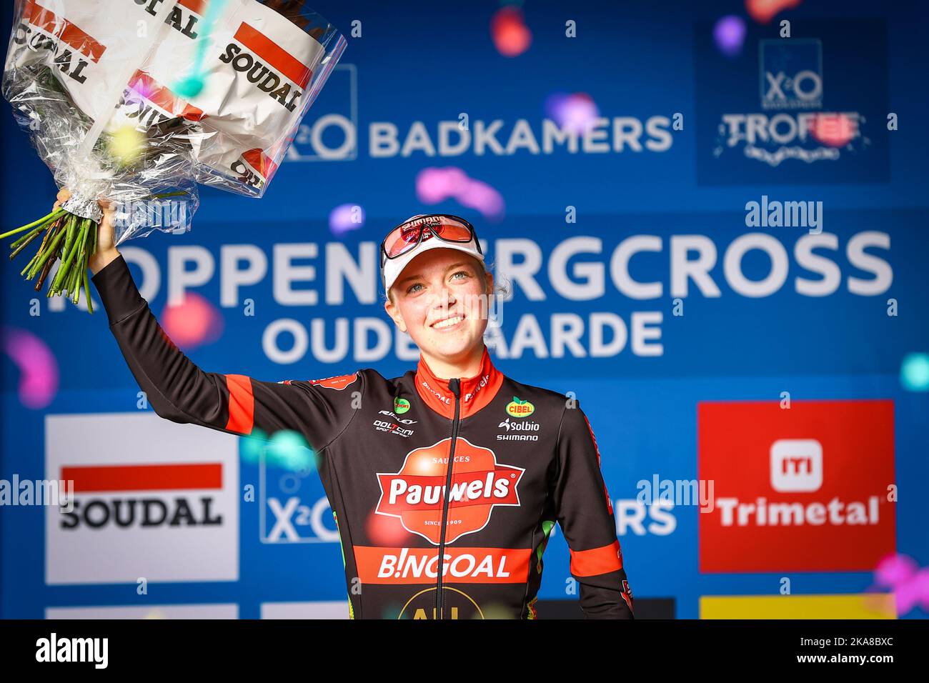 Melden, Belgium, 01 November 2022. Dutch Fem Van Empel celebrates on ...