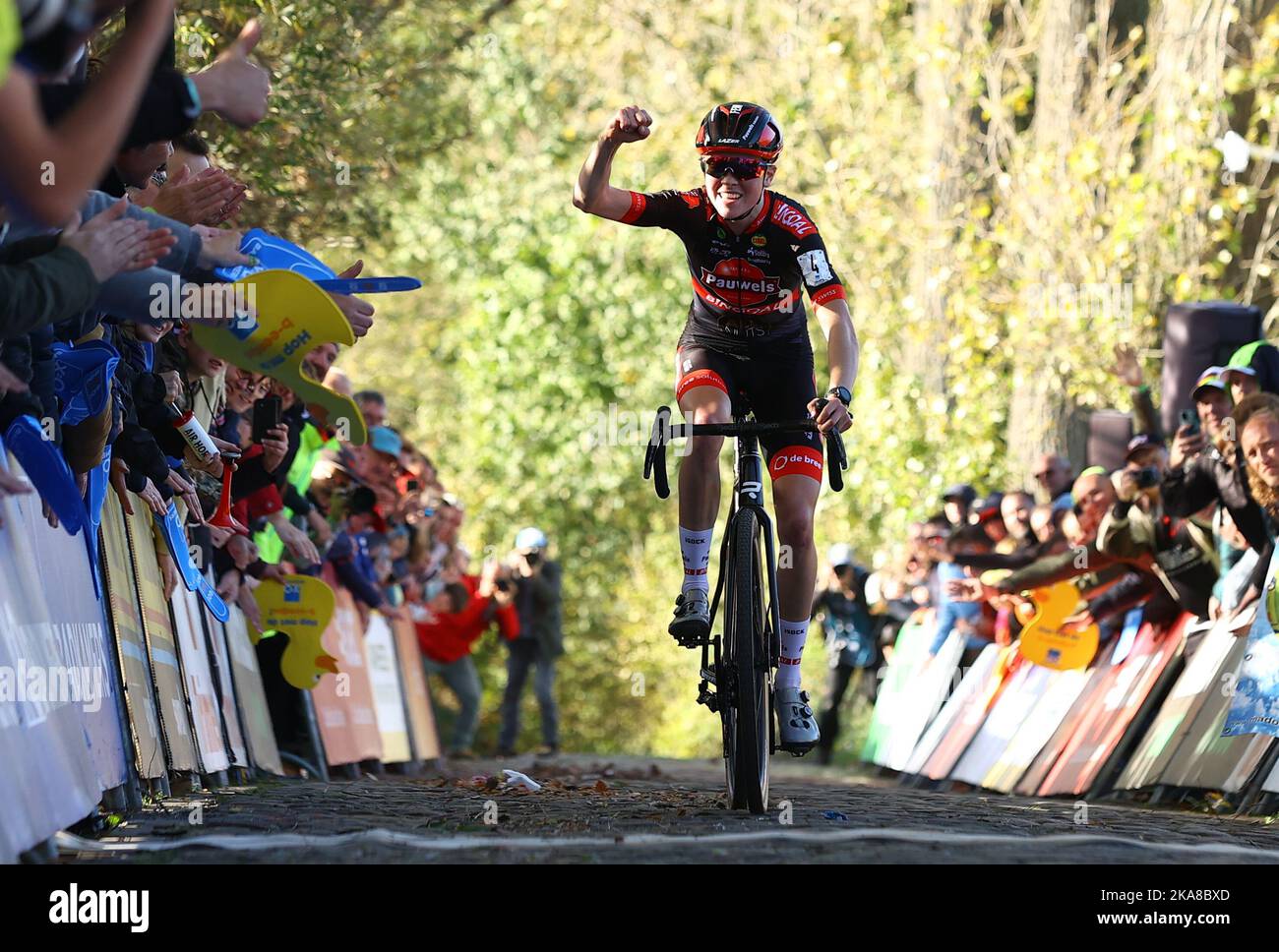 Melden, Belgium, 01 November 2022. Dutch Fem Van Empel celebrates as ...