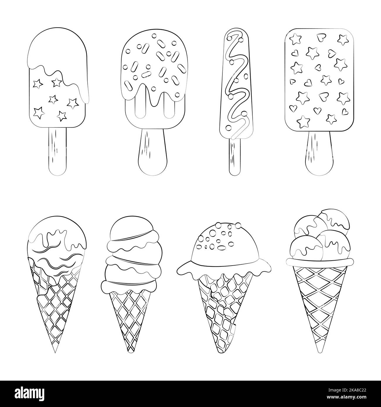 Ice cream set with a thin line Stock Vector Image & Art - Alamy
