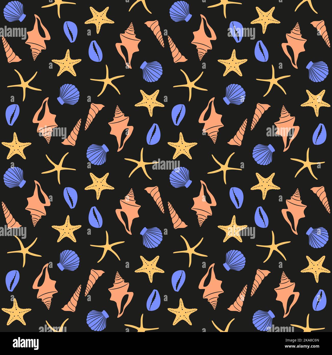 Colorful shells on black Stock Vector Images - Alamy