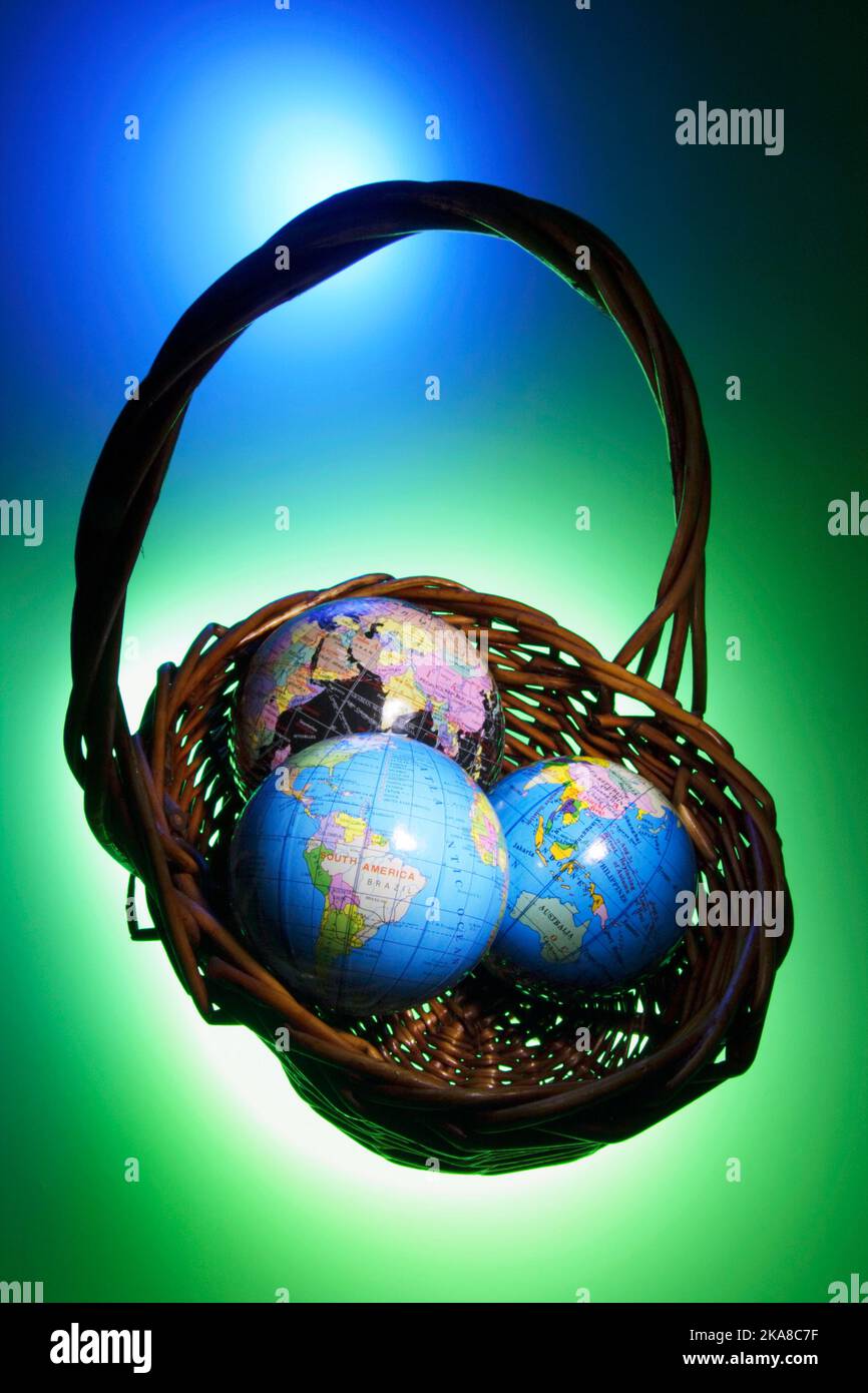 Globes in Basket Stock Photo - Alamy