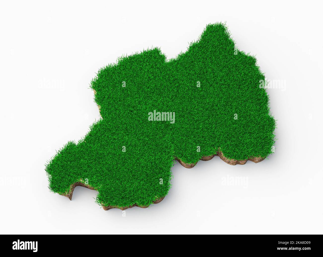 A 3d illustration of a Rwanda Map soil land geology cross-section with ...